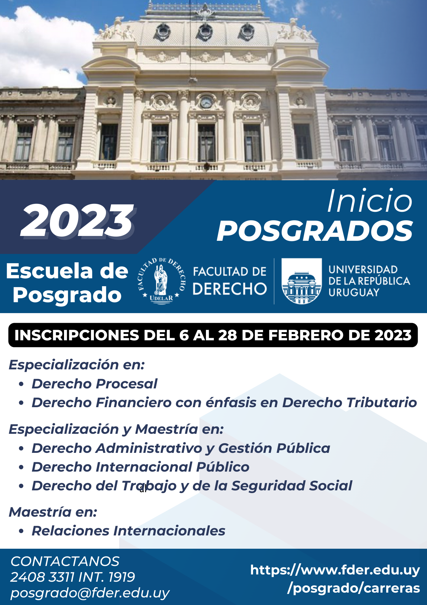 La Escuela de Posgrado abre inscripciones para posgrados 2023 ...